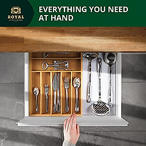 ROYAL CRAFT WOOD Silverware Drawer Organizer (7 Slot) and Small Drawer Dividers