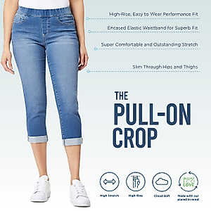 WallFlower Women's Pull On Denim Cropped High-Rise Insta Soft Juniors Jeans, Noir Ankle, 13