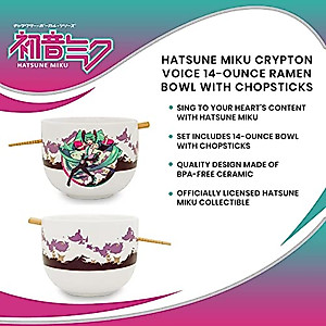 Hatsune Miku Crypton Voice 14-Ounce Ramen Bowl with Chopsticks