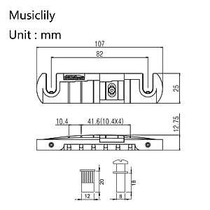 Wilkinson GTB Adjustable Intonated Wraparound Bridge Tailpiece for Les Paul Style Electric Guitar, Chrome