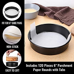 HIWARE 6 Inch Cake Pans Set of 4, Nonstick Round Cake Pans with 120 Pieces Parchment Paper, Dishwasher Safe