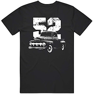 1952 F1 F100 Front Three Quarter View Silhouette with Year T Shirt S Black