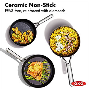 OXO Professional Hard Anodized PFAS-Free Nonstick, 5 Piece Cookware Pots and Pans Set, Induction, Diamond reinforced Coating, Dishwasher Safe, Oven Safe, Black