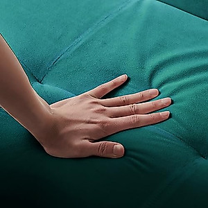 Eafurn Modular Sectional Sets Convertible Sofa Bed, Adjustable Modern Futon Couch-Breathable Fabric Folding Lounge Loveseat Reversible Daybed Easy to Clean-Ideal for Bedroom, 68", Green Velvet