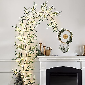 Yepdin Artificial Vine for Indoor Decoration, Home Office Living Room Fake Plants Oliver Tree Lights, 120 LED Lights for Wall or Desktop Decoration,Z280