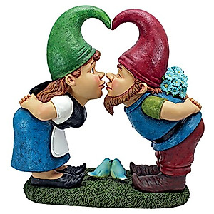Design Toscano QM2796400 Garden Gnome Statue - Kiss and Tell Lover Gnomes - Lawn Gnome,,full color
