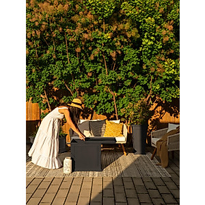 Veradek Brixton Tray Table - 2-in-1 Outdoor Side Table with Storage and Tray for Patio/Porch | Durable All-Weather Resistant | Classic & Functional