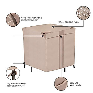 Modern Leisure 2915 Monterey Patio Chairs, bar Height Table, Outdoor Cover (66 L x 64 D x 34 H) Water-Resistant, Khaki/Fossil,Beige