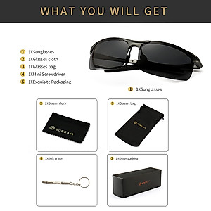 SUNGAIT Men's HD Polarized Sunglasses for Driving Fishing Cycling Running Metal Frame UV400 (Gunmetal, Gray) 8177QKH