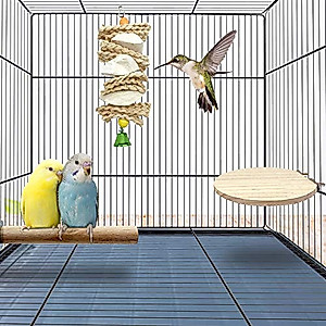 Bird Perch Stand Parrot Wooden Platform Standing Playground 6 Pcs Chew Toys Natural Cuttlebone Paw Grinding Stick for Parakeet Budgies Cockatiels Conure Lovebirds Cage Accessories Exercise Toys