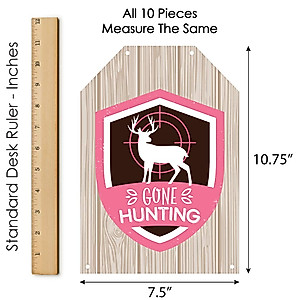 Big Dot of Happiness Pink Gone Hunting - Hanging Vertical Paper Door Banners - Deer Hunting Girl Camo Baby Shower or Birthday Party Wall Decoration Kit - Indoor Door Decor