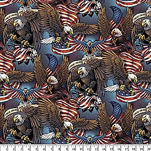 Patriotic Eagles Digital Cotton Print Fabric by The Yard