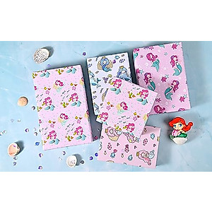 Sikiweiter Mermaid Wrapping Paper - Birthday Wrapping Paper for Girls, 12 Sheets Little Mermaid Wrapping Paper for Birthday Christmas Baby Shower, 19.7 x 27.6 Inches Per Sheet