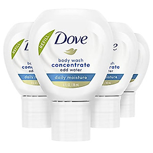 Dove Concentrate Refill 4 Count for Instantly Soft Skin and Lasting Nourishment Daily Moisture Refill for use Reusable Bottle 4 fl oz (makes 16 fl oz of Body Wash)
