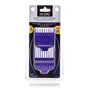 Andis 01420 Master Clipper Magnetic Comb Set - Crafted for Long-Lasting Performance - Dual Pack Sizes 0.5 & 1.5 and Fit with ML Models – Purple
