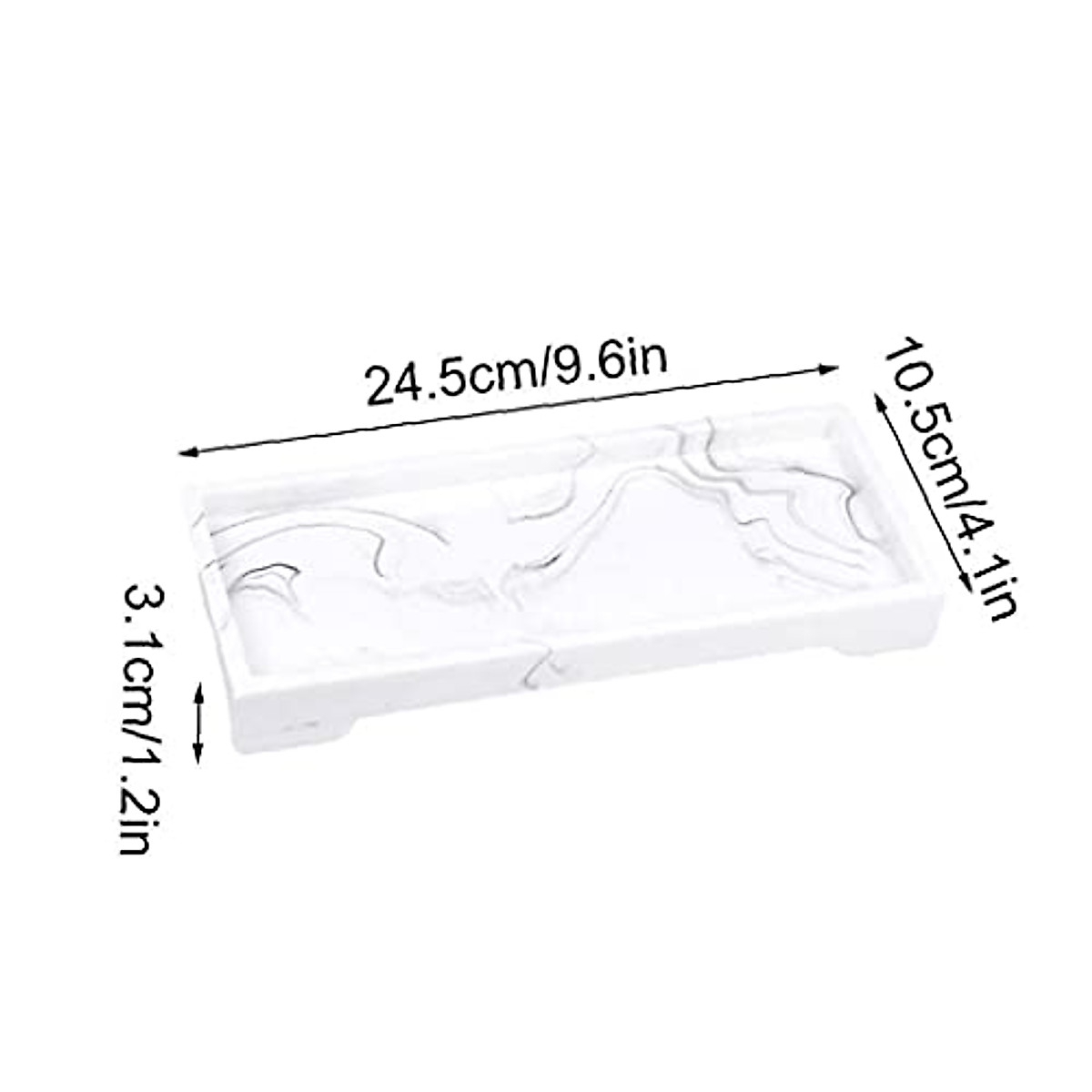 Vanity Tray Marble Effect Resin Bathroom Storage Organizer for Soaps Jewellery White
