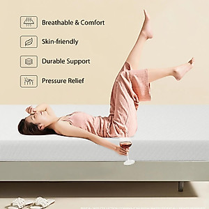Twin Mattress 5 inch Memory Foam Mattress with CertiPUR-US Certified for Cool Sleep & Pressure Relief, Medium Firm Bed Mattress with Washable Cover, White, Twin Size,Twin Mattress for Bunk Bed