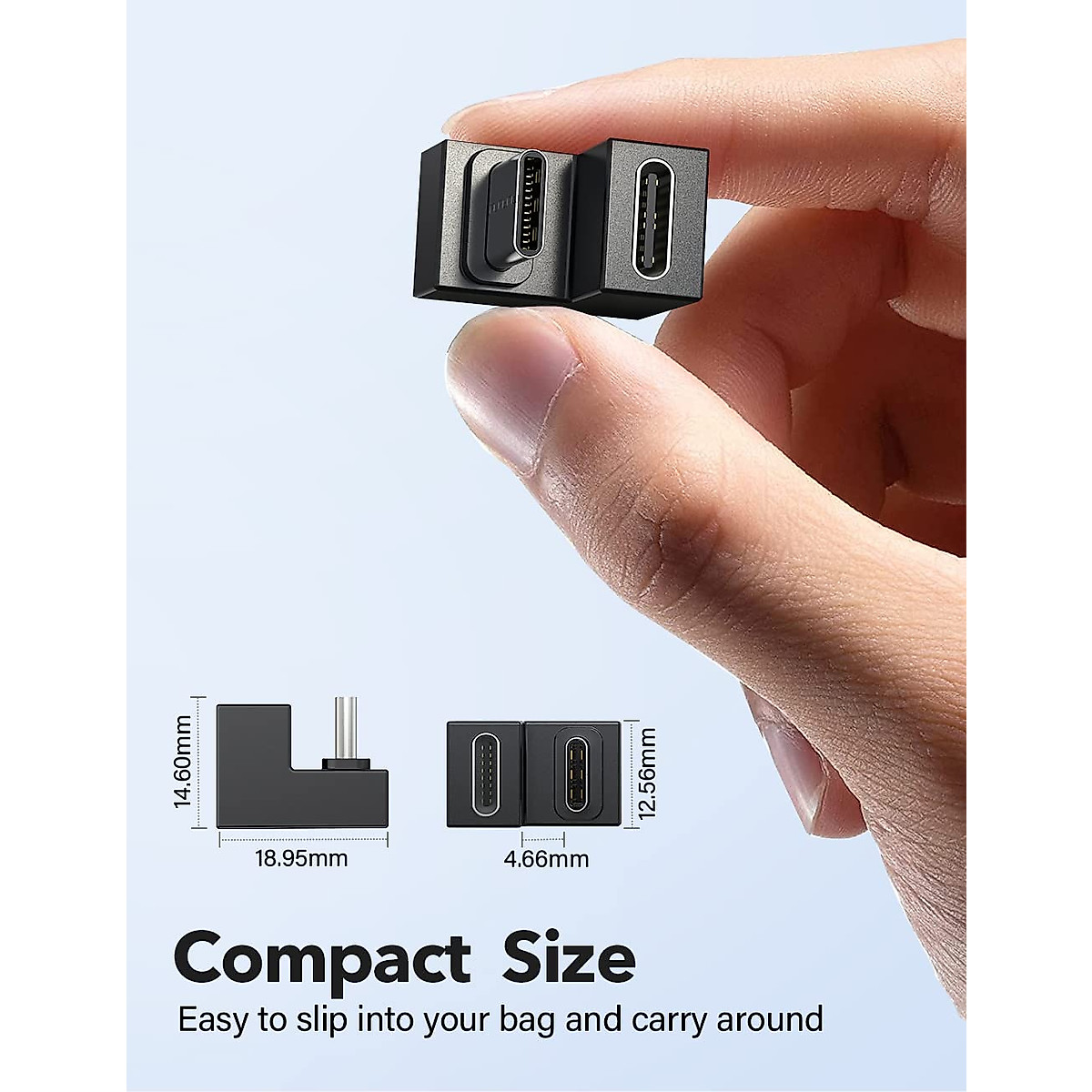 UPERFECT USB C U Shape Adapter, 360 Degree Angled USB 3.1 Type C (USB-C) Male to Female U Shape Adapter 4K144hz Resolution 10Gbps for Monitor,Laptop, Tablet & Mobile Phone