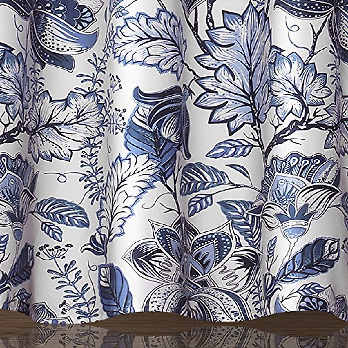 Lush Decor, Blue Cynthia Jacobean Shower Curtain-Fabric Floral Print Design,72 x 72