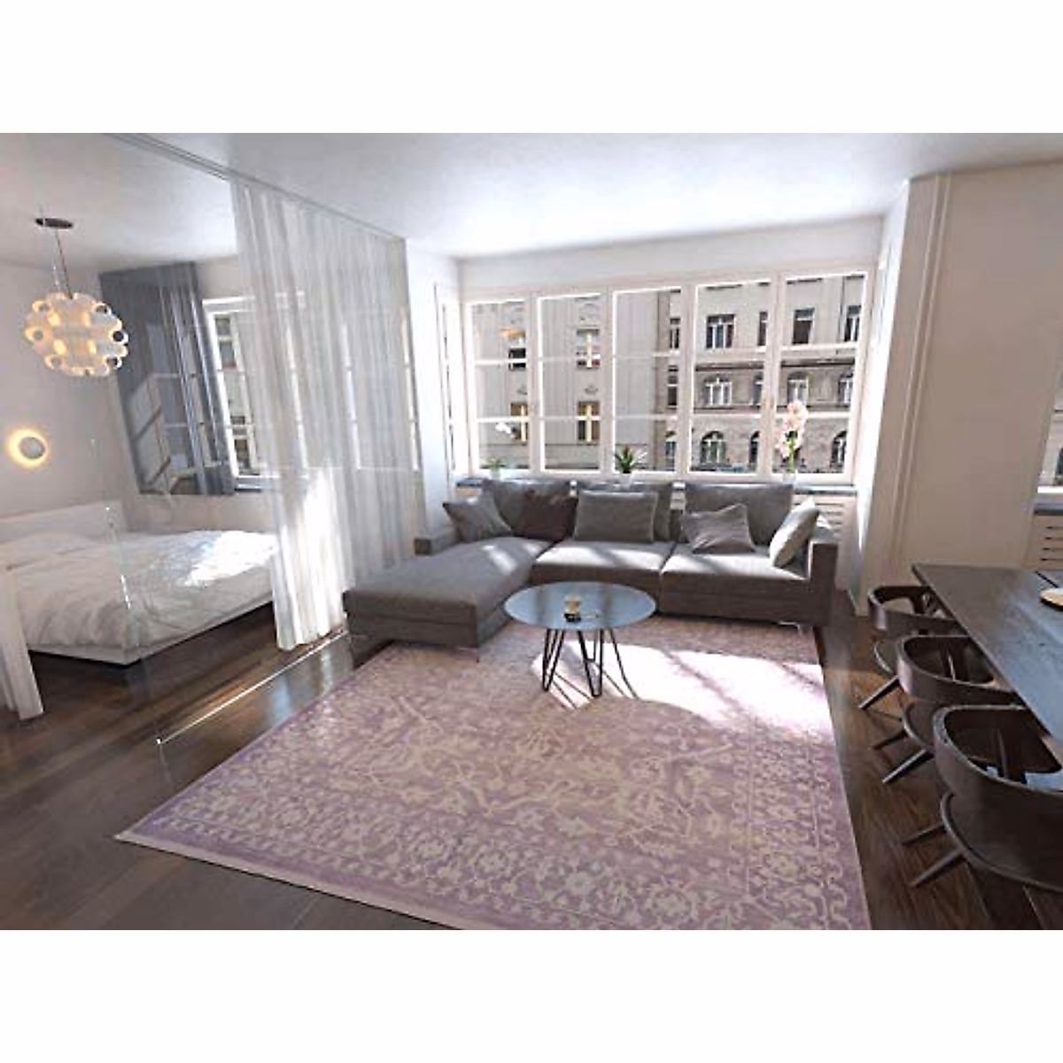 Unique Loom New Classical Collection Traditional Classic Intricate Design with Distressed Vintage Detail, Area Rug (9' 0 x 12' 0 Rectangular, Purple/ Ivory)