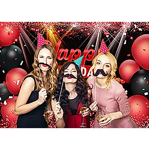 AIIKES 7X5FT Happy Birthday Backdrop Red Glitter Balloons for Girls Women Photography Backdrop Birthday Party Decorations Backdrop Photo Studio Props 12-410