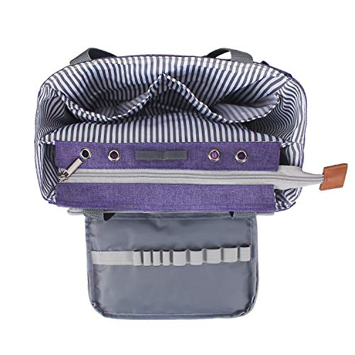 Luxja Crochet Tote Bag, Yarn Storage Bag for Small Unfinished Projects, Crochet Hooks and Other Accessories, Purple