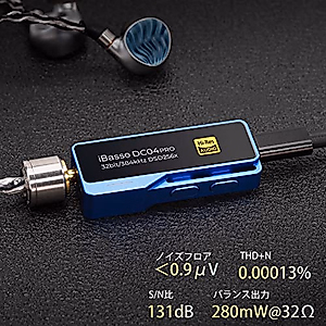 iBasso DC04Pro Portable USB Headphone Amp and DAC Dongle, 3.5mm Single-Ended and 4.4mm Balanced Headphone Output, High-Resolution Audio Player, Blue