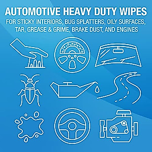 MiracleWipes for Automotive, All Purpose Cleaning Wipes for Hands, Auto Interior, Exterior, Detailing, Removes Grease, Lubricants, Sticky Adhesives, Grime, Dirt, Car Cleaning Supplies - 90 Count