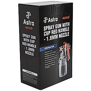 Astro Pneumatic Tool 4008 Spray Gun with Cup - Red Handle 1.8mm Nozzle