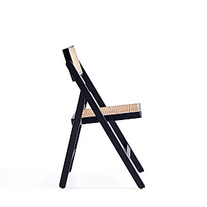 Manhattan Comfort Pullman Folding Rattan Wicker Cane Side Outdoor Dining Chair for Dining Room, Patio, Restaurant, Bistro, Cafe and Pub, Set of 4, Black/Natural