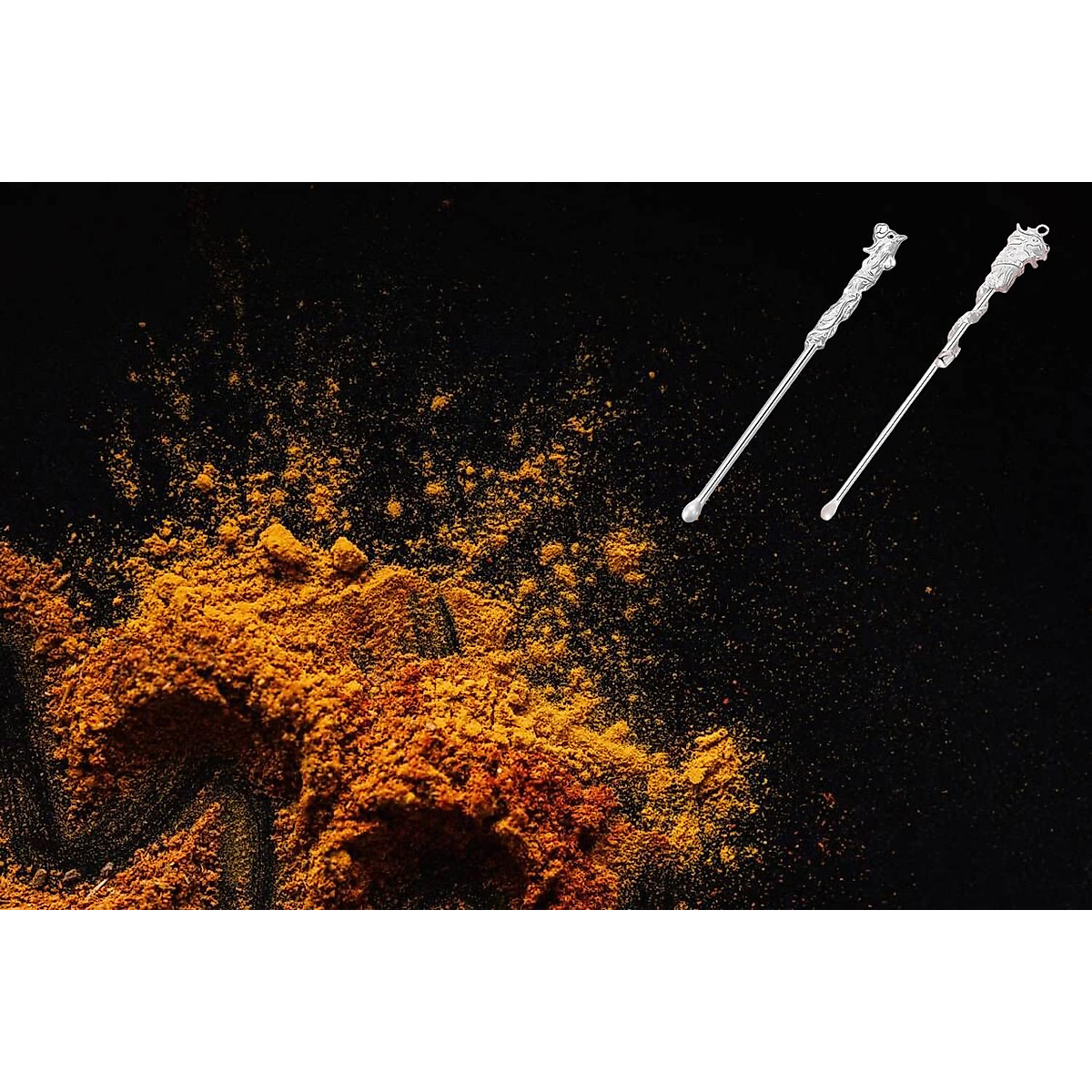 JKJF 6 Pcs Mini Snuff Spoon Tiny Powder Spoon Scoops Mini Retro Spoon Shovel Mini Spoon Keychain Pendant Charms Necklace Loop for Spices Sand Salts - Dragon Phoenix