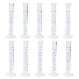 Geesatis 10 Pcs Plastic Measuring Cylinders 50 ml Lab Test Graduated Measuring Cylinder