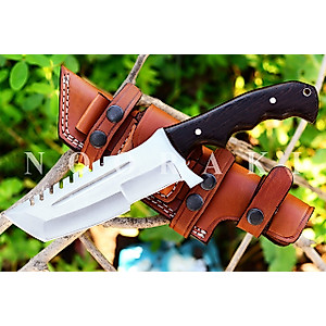 Nooraki - 10" Custom Handmade D2 Tracker Knife, Hunting knife, Camping knife, Bushcraft Knife, Survival Knife EDC, Full Tang With Sheath TRK-345