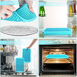 Upgrade Mini Ice Cube Trays 3 Pack, TINANA 480 Small Ice Cube Trays, Easy-Release Ice tray for Freezer, Crushed Ice for Chilling Whiskey, Cocktails & Juices Drinks