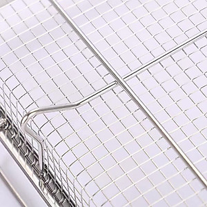 2Pcs Ponliumer Stainless Steel Air Fryer Basket For Oven,Dishwasher safe, Easy to Clean,Air fryer/oven tray suitable for mesh basket for baking/defrosting/frying/food