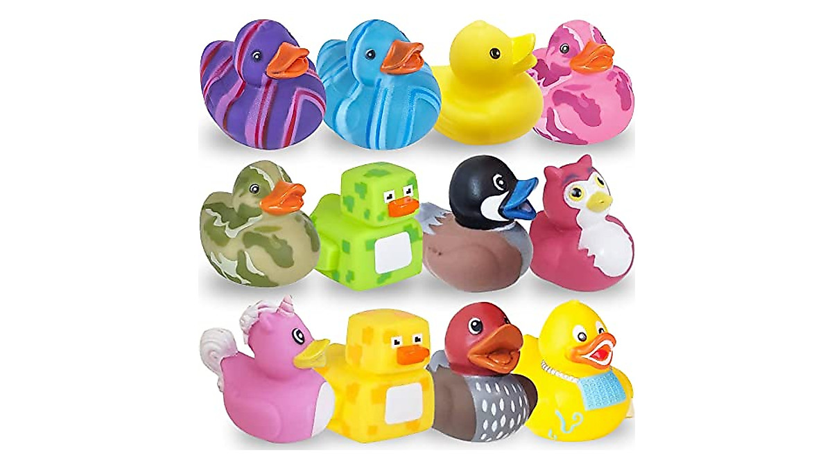 Fun Rubber Duckies Pack for Kids - 12 Assorted Toys