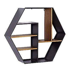 Deco 79 Wood 5 Shelves Wall Shelf, 30" x 7" x 26", Black