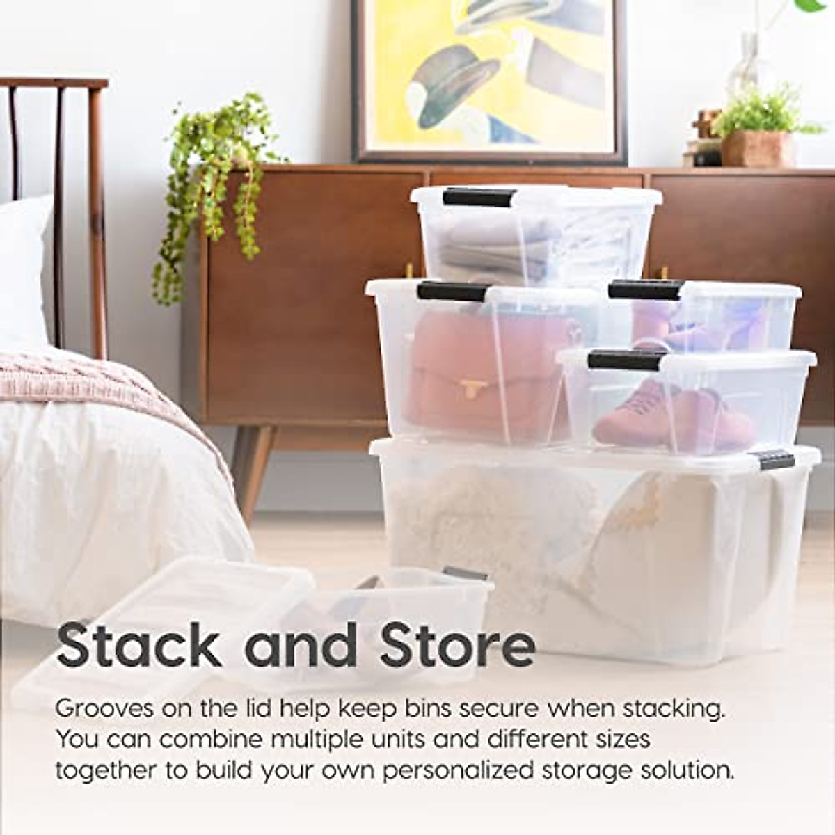 IRIS 53 Quart Stack & Pull Box, Clear