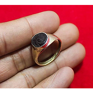 GangTarang Shaligram Silver Ring | Nepal Gandaki River Chakra Saligram (Shaligram Ring; Size-16)