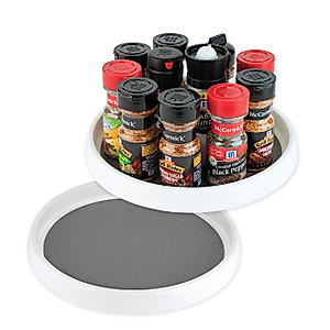 Homeries Lazy Susan Turntable (12 Inches) - Single Round Rotating Kitchen Spice Organizer for Cabinets, Pantry, Bathroom, Refrigerator - Non-Skid Surface & Rimmed Edge 2 Pack