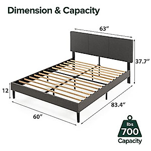 ZINUS Cambril Upholstered Platform Bed Frame with Sustainable Bamboo Slats, No Box Spring Needed, Mattress Foundation, Easy Assembly, Queen