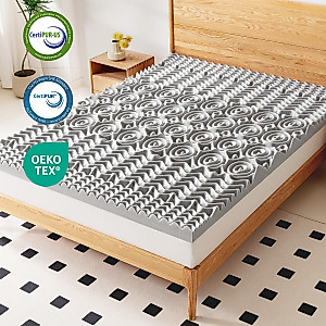 Tripie 3 Inch Mattress Topper Full, 5-Zone Bamboo Charcoal Infused Memory Foam Bed Toppers for Pressure Relief Back Pain, Ventilated Soft Bed Topper