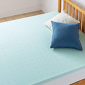Best Price Mattress 1.5 Inch Ventilated Memory Foam Mattress Topper, Cooling Gel Infusion, CertiPUR-US Certified, Twin XL, Blue