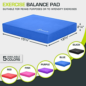 ProsourceFit Exercise Balance Pad – Non-Slip Cushioned Foam Mat & Knee Pad for Fitness and Stability Training, Yoga, Physical Therapy 15.5”x12.75”