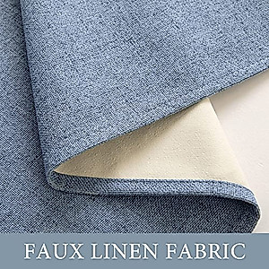 MIULEE 100% Blackout Curtain Linen Textured for Sliding Patio Door/Bedroom/Living Room Thermal Insulated Room Divider Curtain 1 Panel 100" Wide x 96" Long Stone Blue