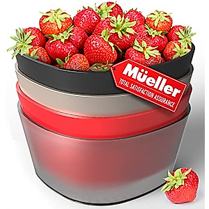 Mueller Plastic Bowls - Set of 4 Salad Bowls - Dishwasher Safe Cereal Bowl for Kids - Shatter-Proof, Versatile, European Made, 6 oz Colorful 4 Pack