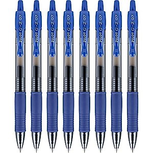 PILOT G2 Premium Refillable and Retractable Rolling Ball Gel Pens, Fine Point, Blue, 8-Pack (15301)
