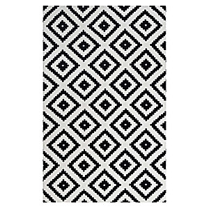 Modway Alika Abstract Diamond Trellis Area Rug, 8X10, Black and White