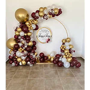 Janinus Burgundy Balloon Garland Arch Kit Maroon Balloons 12 In 5 In 80pcs Wine Red Balloons Matte Balloons for Graduation Wedding Bridal Shower Birthday Party Anniversary & Women Party Decoration