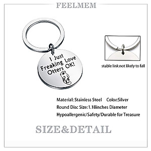 FEELMEM Otter Keychain Otter Lover Gift I Just Freaking Love Otters Funny Keychain Gift for Family Friends